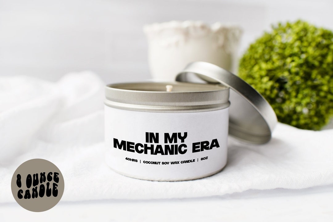 Mechanic Era Candle, Gifts, Tin, Coconut Soy Wax, Scented, Aromatherapy ...