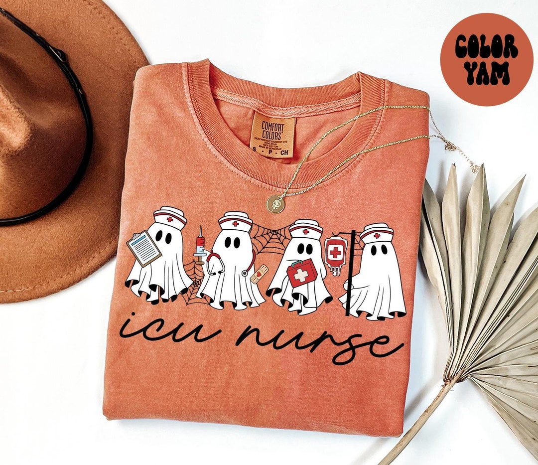 ICU Nurse Intensive Care Unit Nursing Halloween Ghost Shirt, Gifts ...