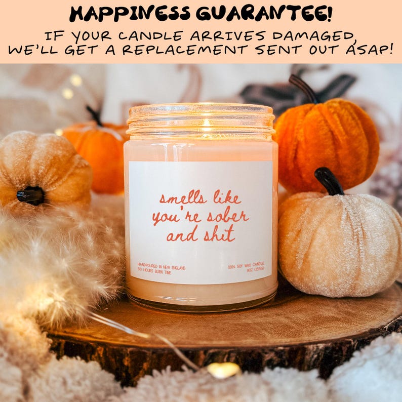 Sobriety Gifts, Sober Anniversary Candle, Funny Addiction Recovery ...