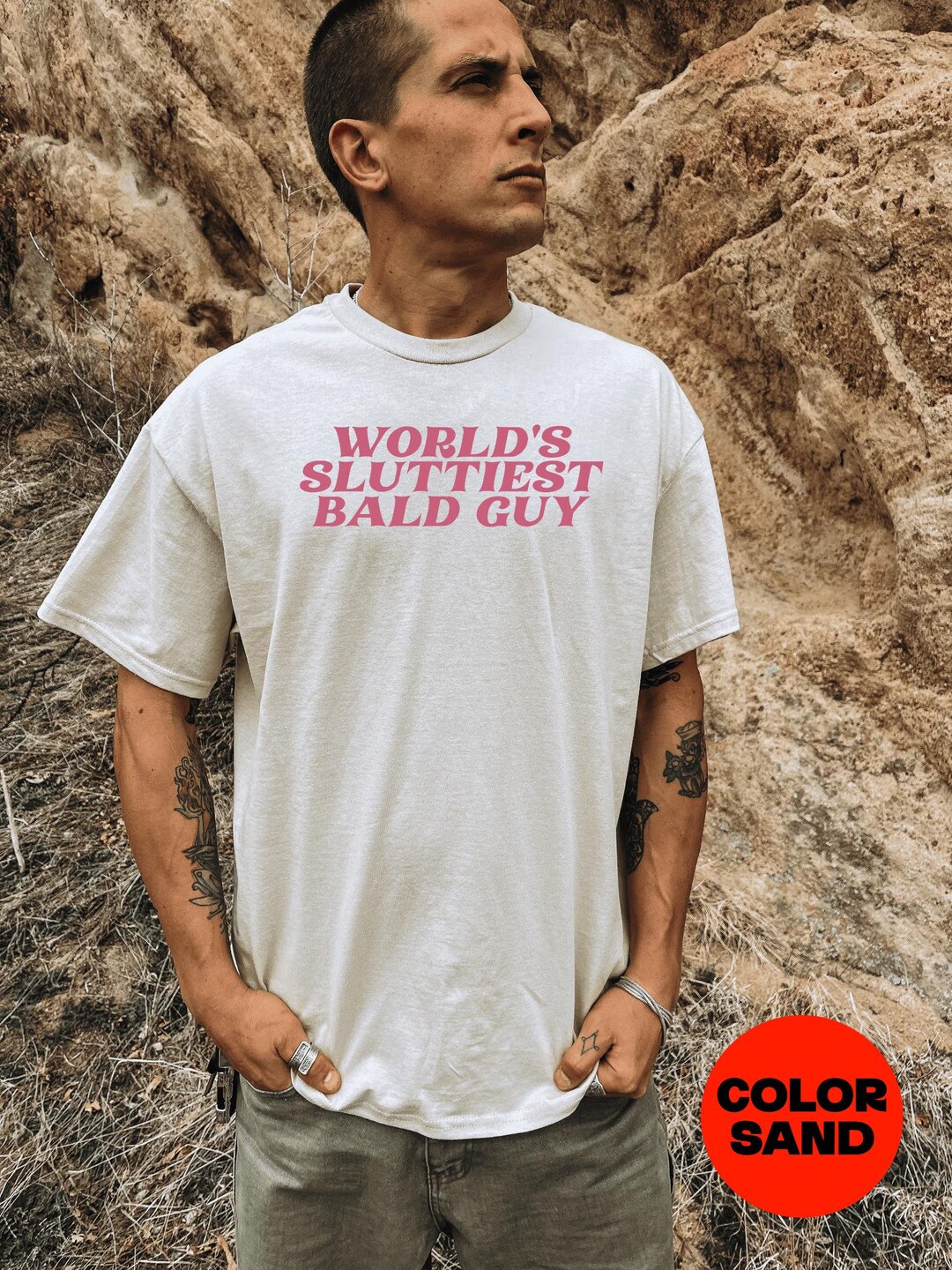 Bald Headed Guy Husband Worlds Sluttiest Shirt, Gifts, Funny Tee, Short Sleeve Top, T-shirt, Him ...