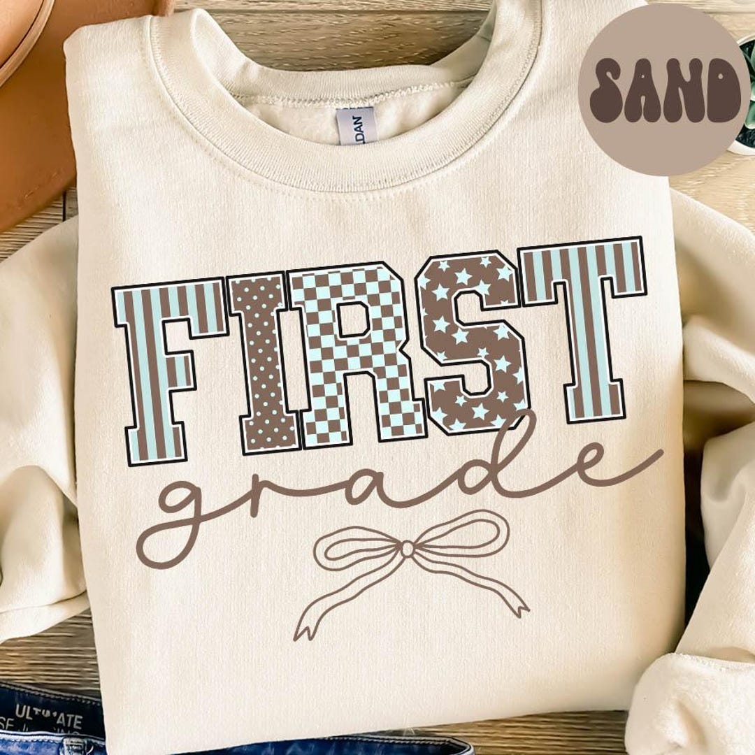 Stripes First Grade Team Sweatshirt, Teacher Sweatshirt, 1st Grade ...