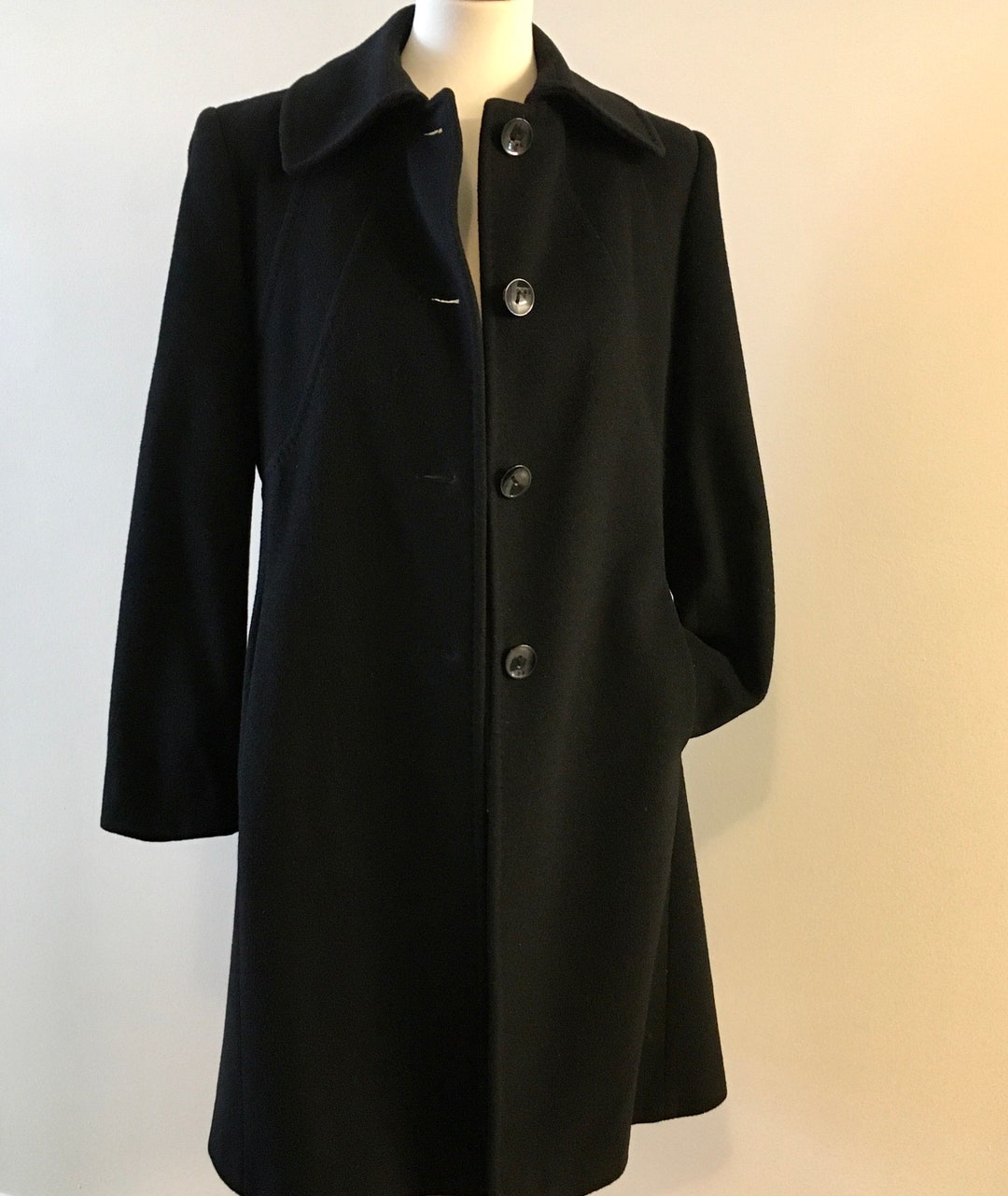 L.l.collezioni Italia Cashmere Lambswool Coat Black Size 10 Full Length ...