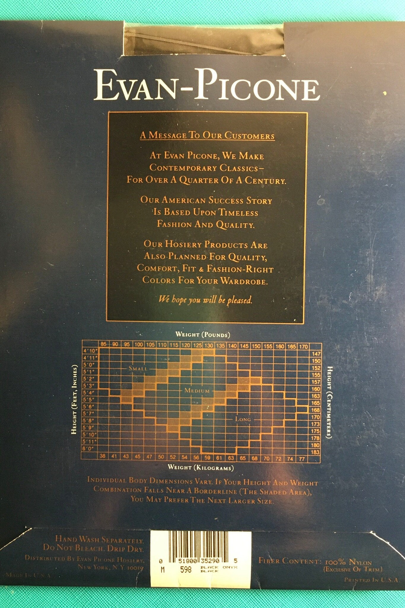 1960s Evan-picone Teddy Hose Stockings Black Onyx Medium 100% Nylon ...