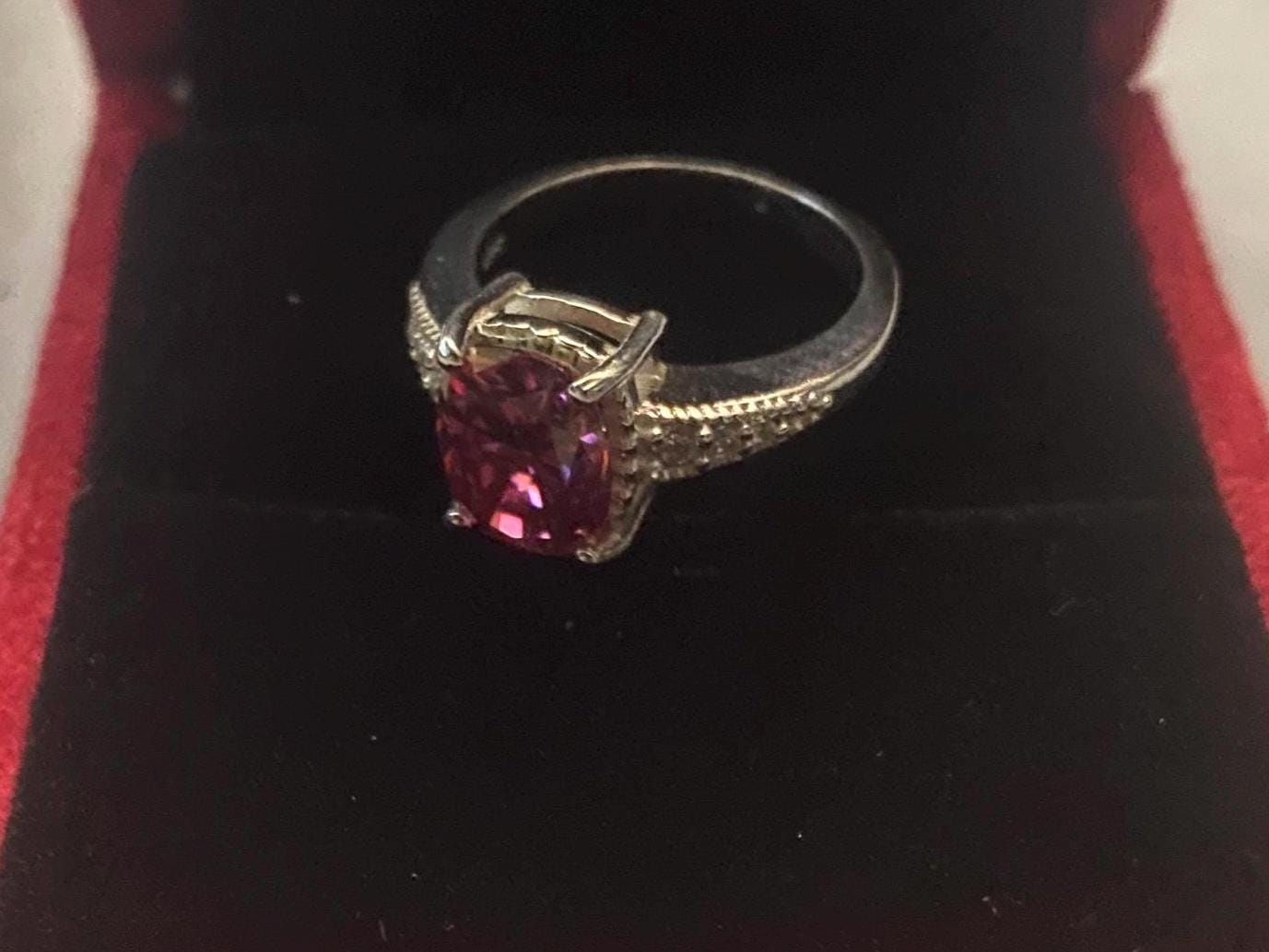 Natural Red Diamond Ring 18k White Gold Over Sterling Silver - Etsy