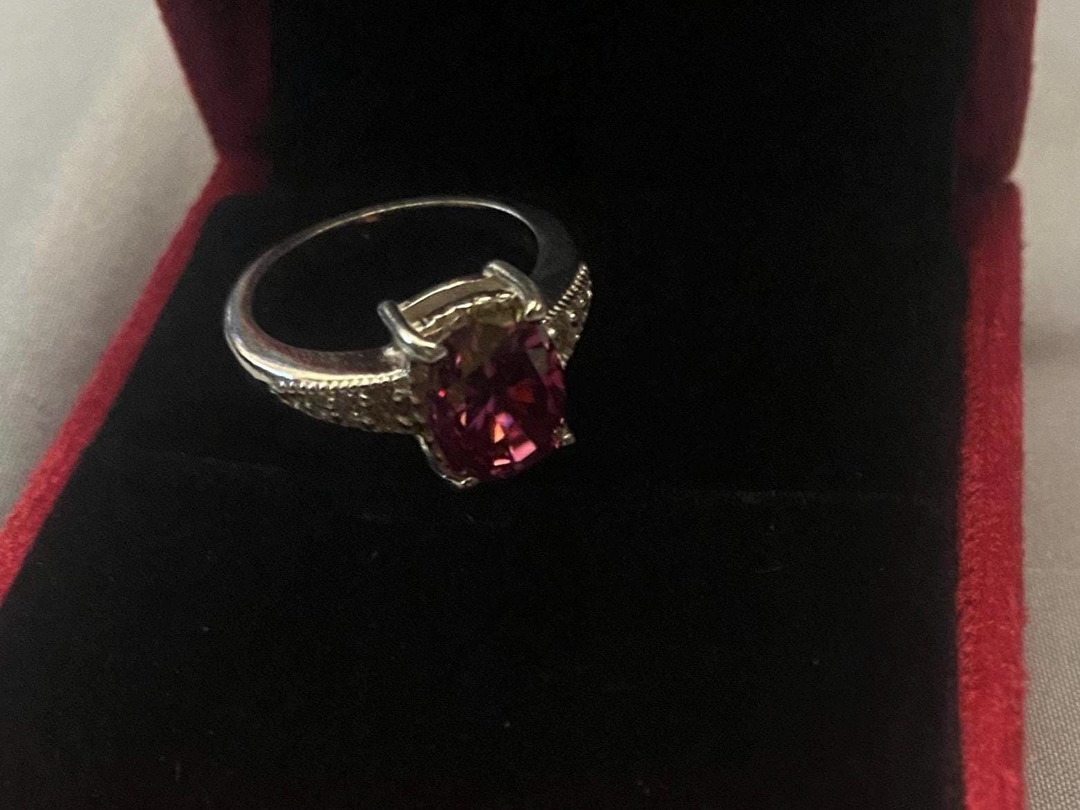 Natural Red Diamond Ring 18k White Gold Over Sterling Silver - Etsy