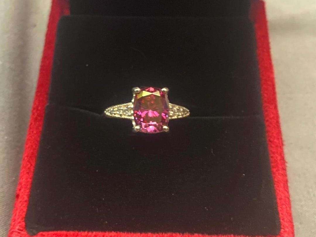 Natural Red Diamond Ring 18k White Gold Over Sterling Silver - Etsy