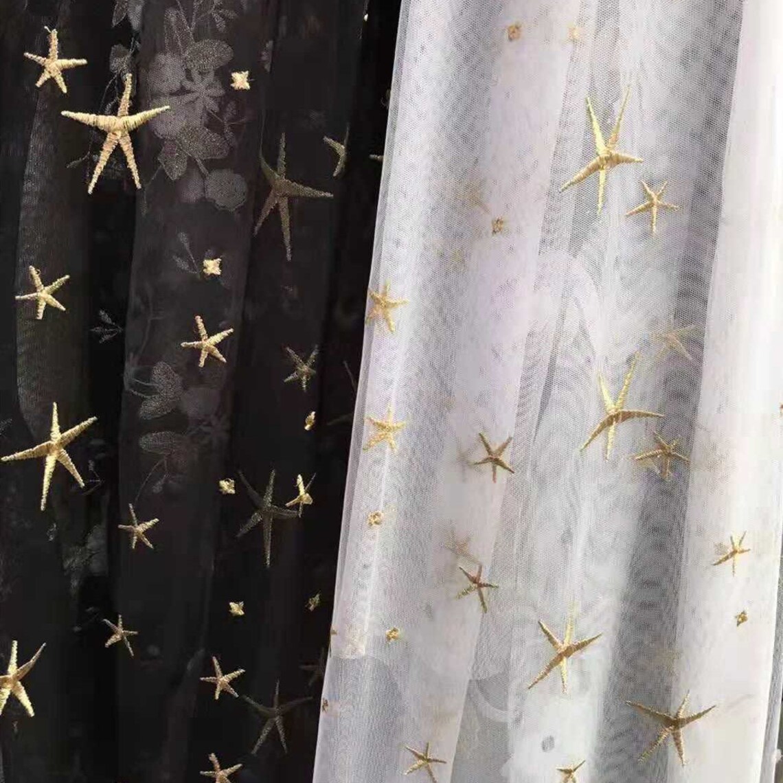 Stars Embroidery Lace Fabric Soft Mesh Fabric Wedding Dress - Etsy