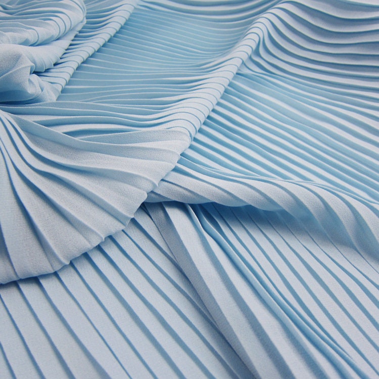 Blue Pleated Chiffon Fabric by the Yard Chiffon Cloth | Etsy