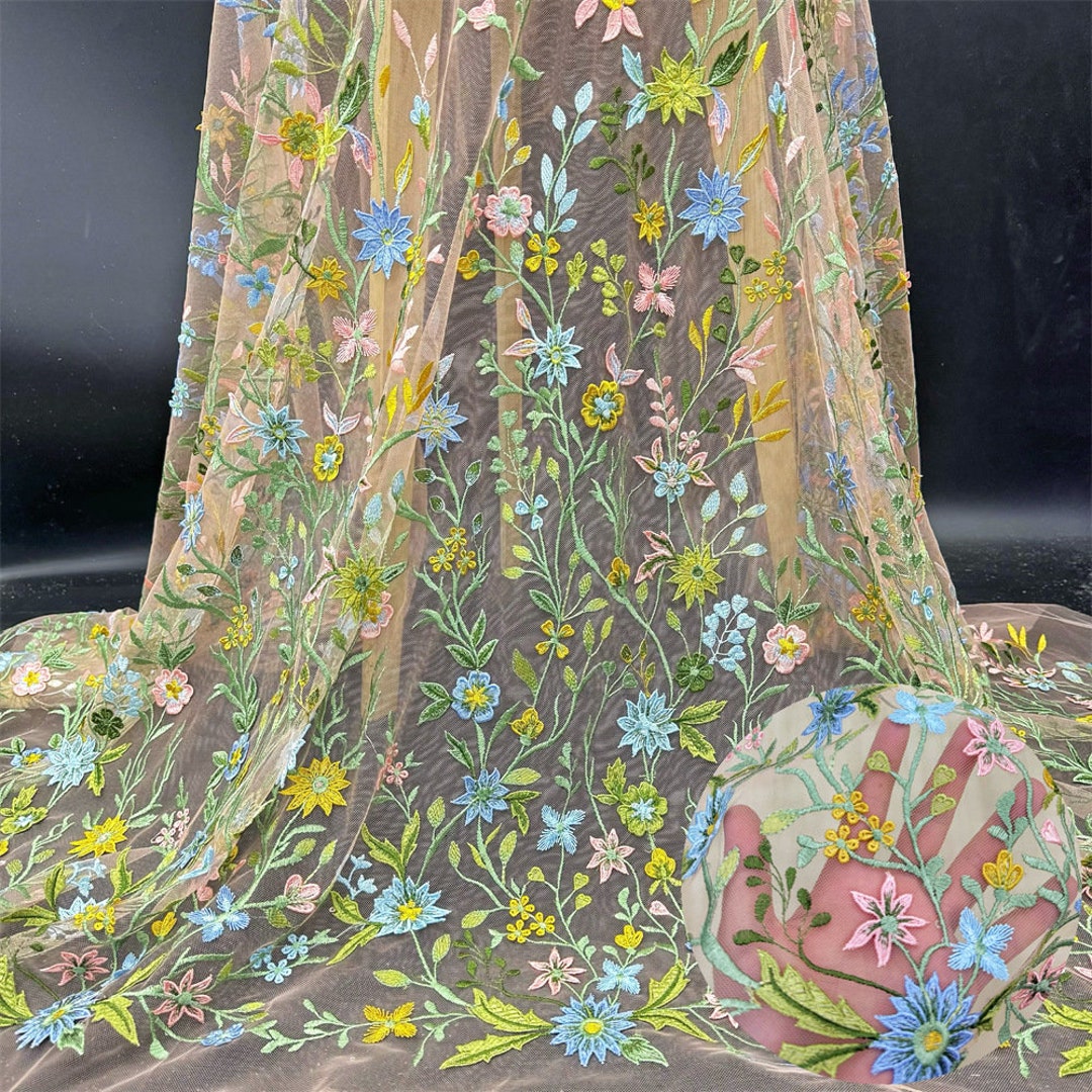Multicolor 3D Embroidery Flower Lace Fabric by the Yard,high Quality ...