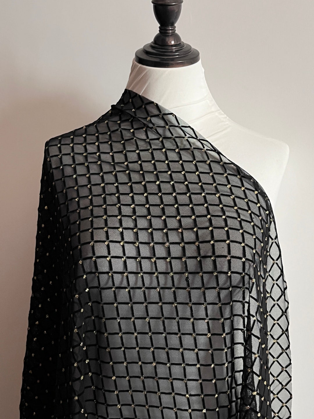 Black Mesh Stretch Lace Fabric by the Yard,bridal Evening Prom Dress ...