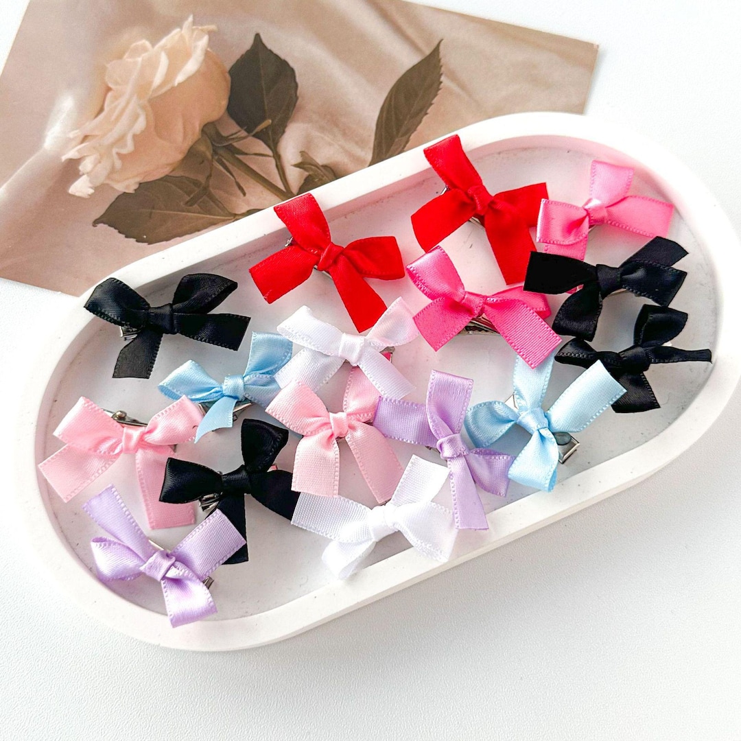 10 PCS 3cm/1.8" Stain Bows Snap Clips,bow Hair Clips, School Girl Hair ...
