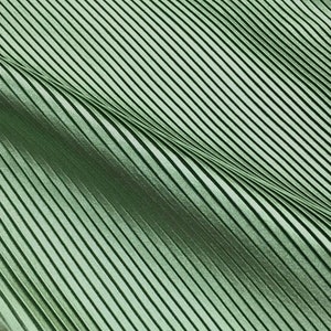 Green Pleated Fabric,line Texture Fine Stripe Accordion Faux Silk Satin ...