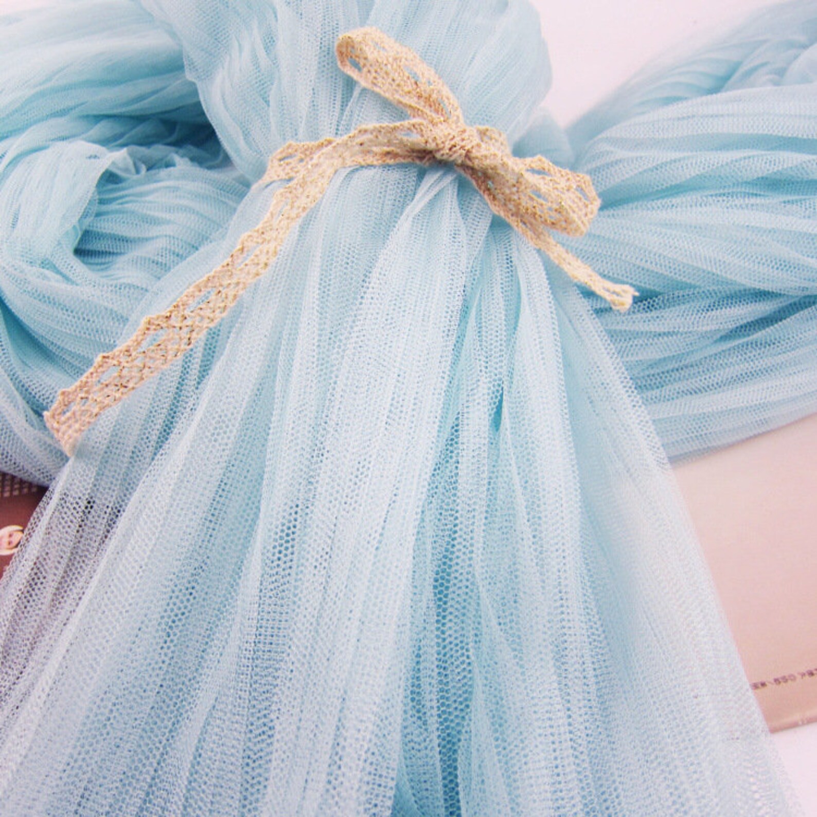 Blue Pleated Tulle Panel Lace Fabric by the Yard Accordion - Etsy