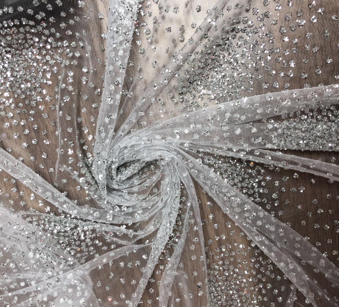 Sequins Lace Fabric By The YardBridal Wedding Mesh Fabric For | Etsy