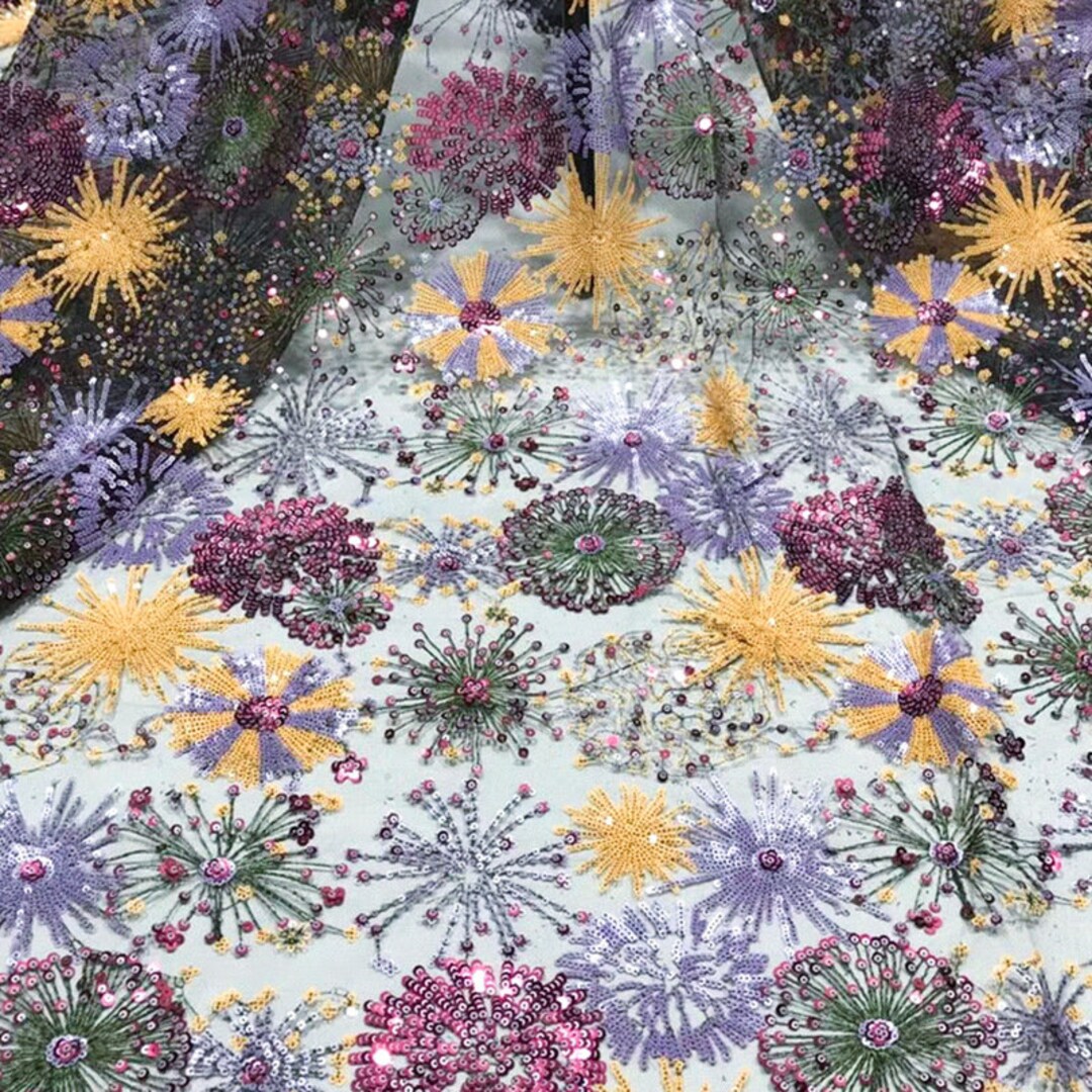 Fireworks Sequin Embroidery Lace Fabric by the Yard Wedding - Etsy