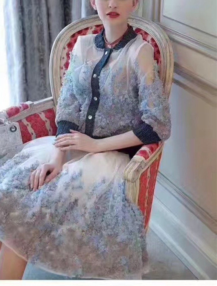 Organza 3D Flowers Embroidered Lace Fabric by the Yard,dress Mesh ...