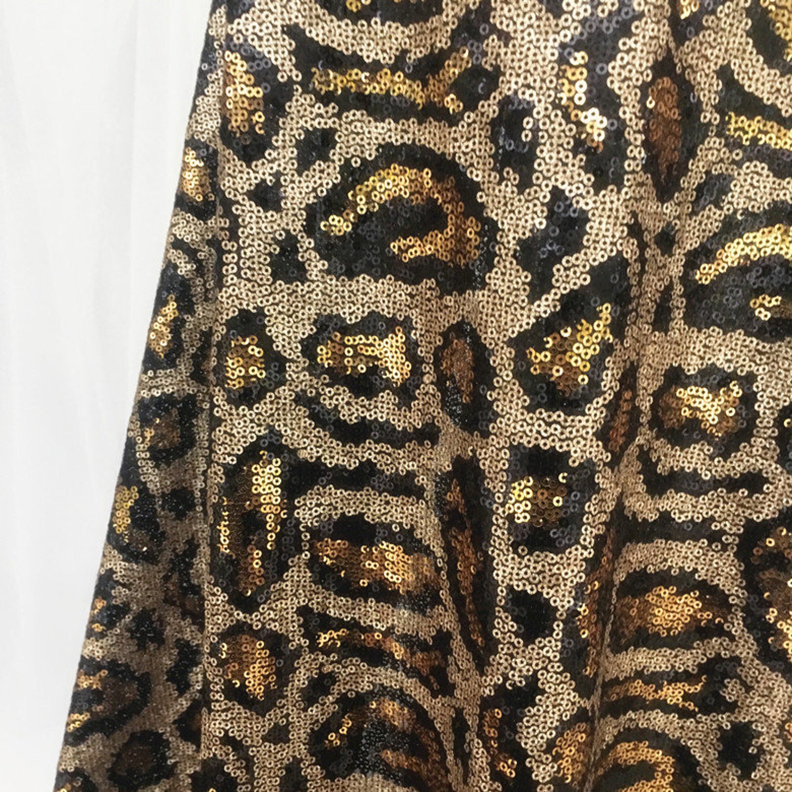 Leopard Print Sequins Embroidered Lace Fabric by the Yard,dress Fabrics ...