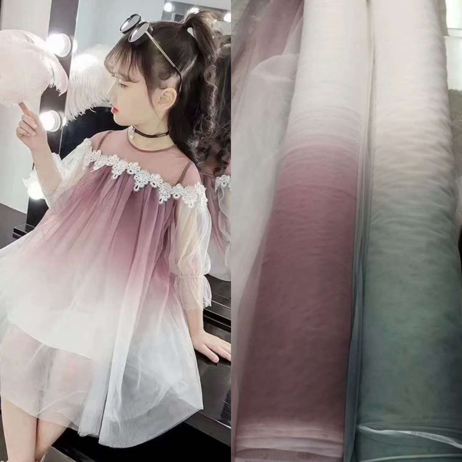 5 Yards Symmetry Gradient Lace Fabric Soft Tulle Fabric Bridal | Etsy