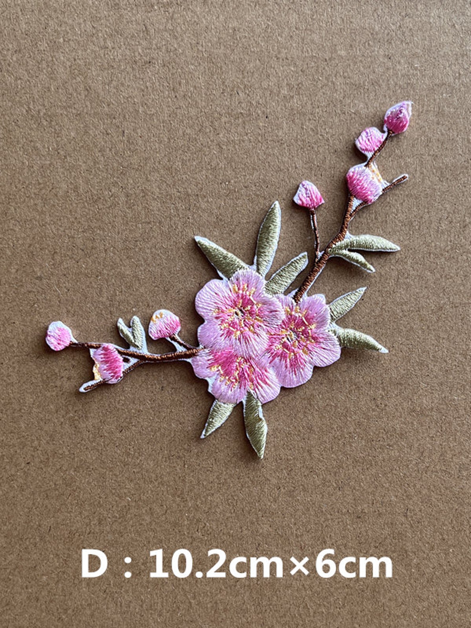 6 PCS Plum Blossom Flower Embroidery Patch Iron/ Sew on Appliques Patch ...