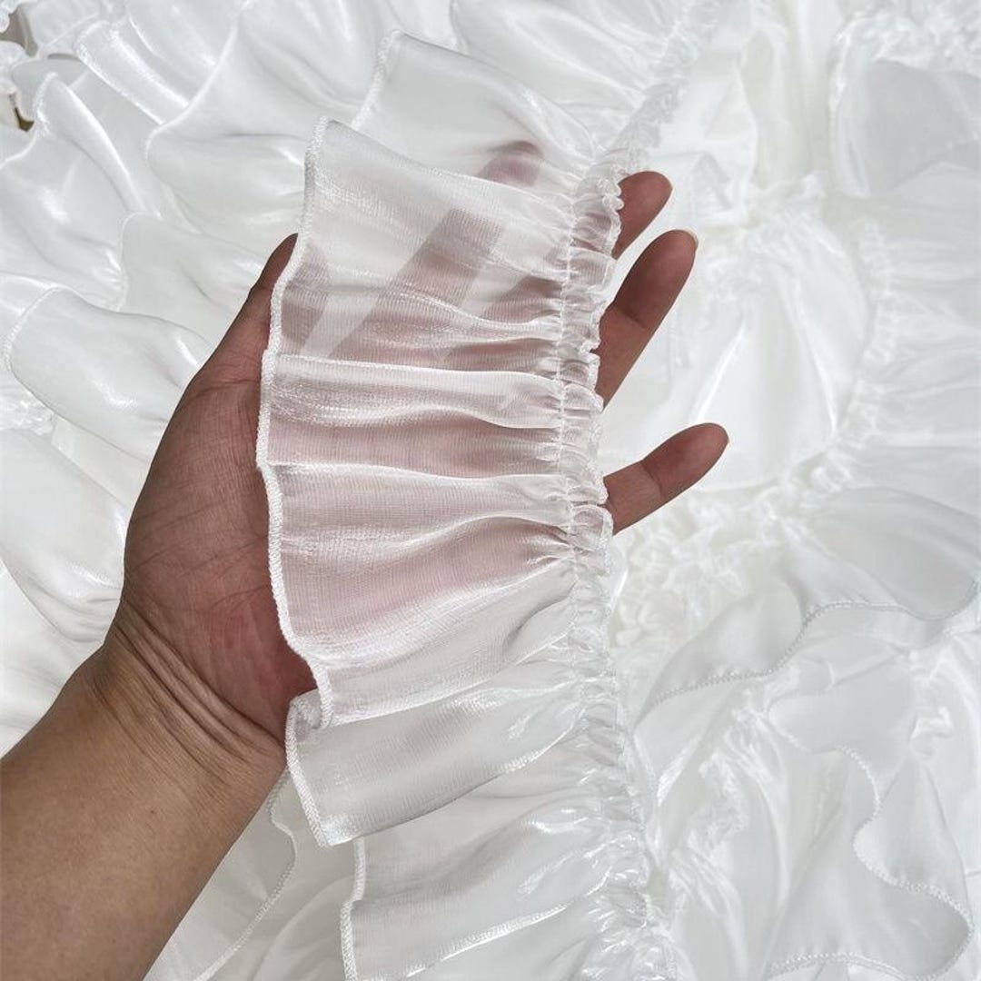 1 Yard Pearlescent Pleated Ruffle Lace Trim: Sewing Craft Supplies ...