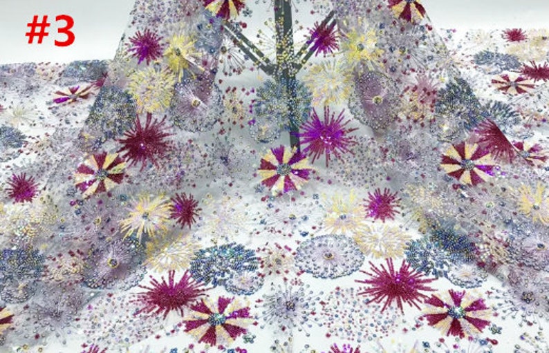 Fireworks Sequin Embroidery Lace Fabric by the Yard Wedding | Etsy