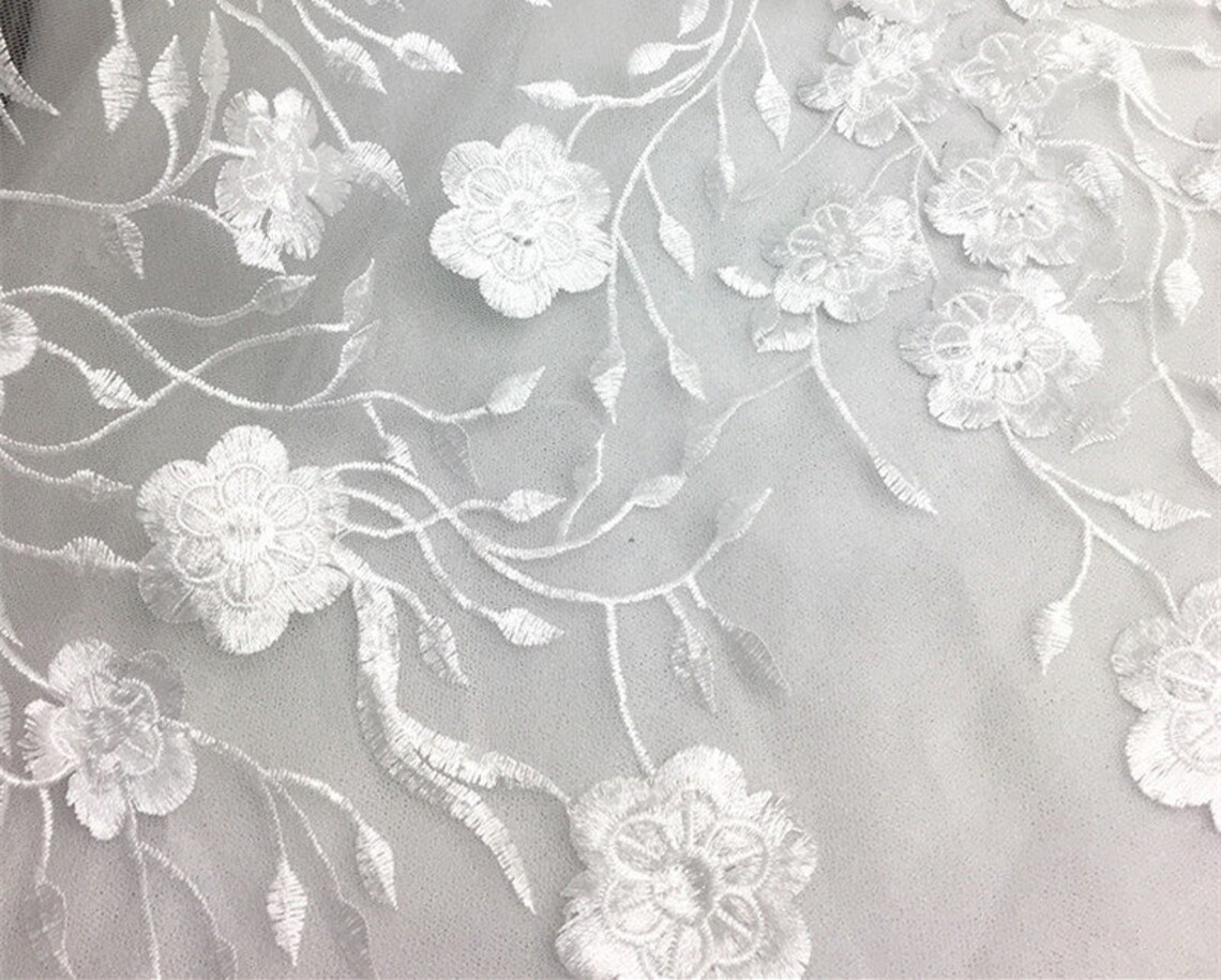 Floral Wedding Lace Fabric by the Yard Tulle Embrodery Lace - Etsy