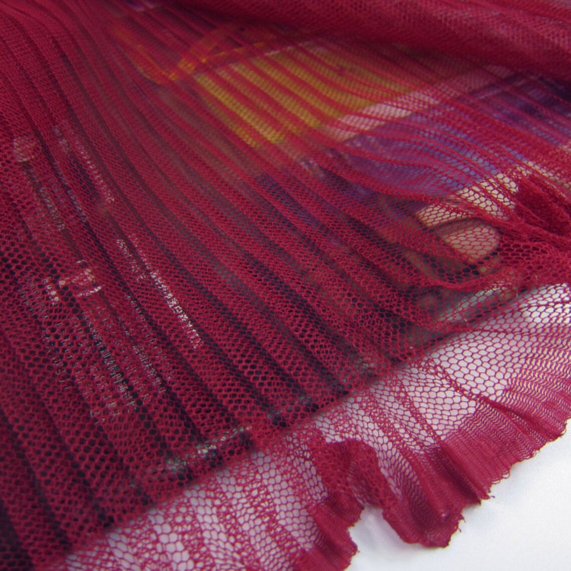 Red Pleated Tulle Panel Lace Fabric by the Yard Accordion - Etsy