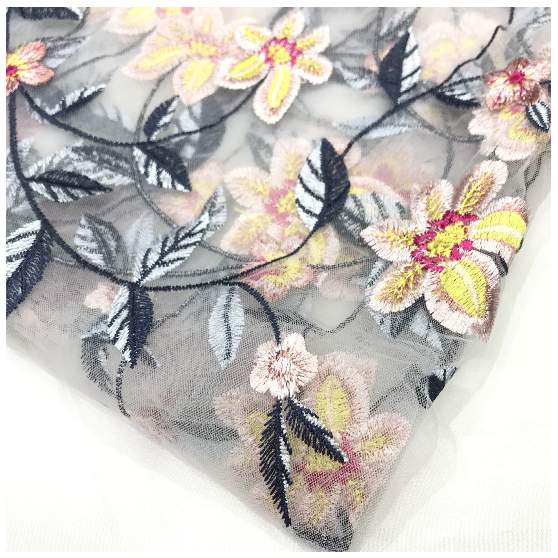 Floral Embroidered Lace Fabric by the Yardgirls Bridal Gown | Etsy