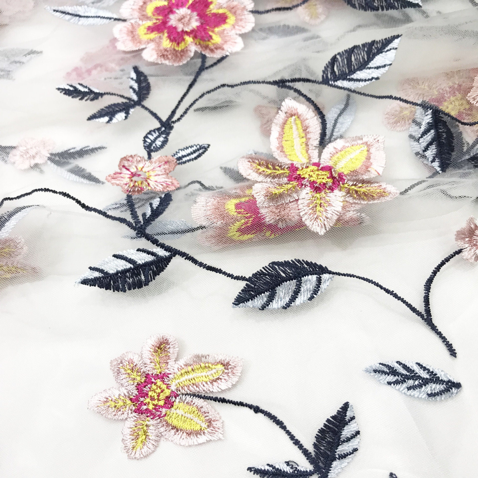 Floral Embroidered Lace Fabric by the Yardgirls Bridal Gown | Etsy