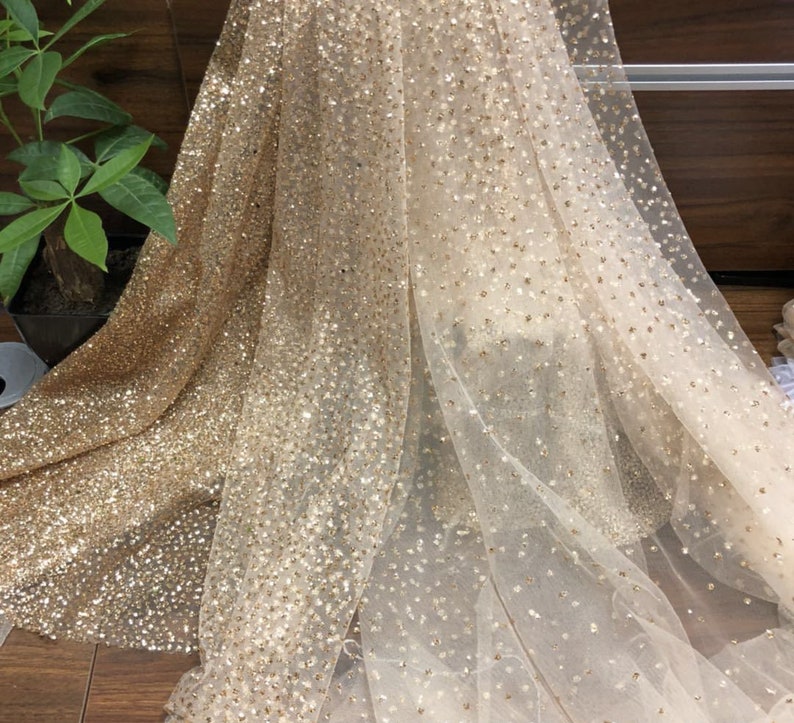 Gold Sequins Gradient Lace Fabric by the Yardbridal Wedding | Etsy