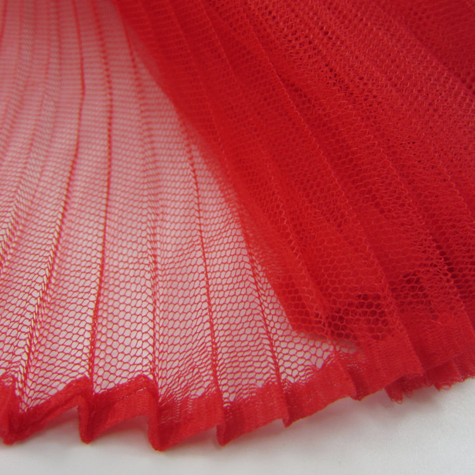 Red Pleated Tulle Panel Lace Fabric by the Yard Accordion | Etsy