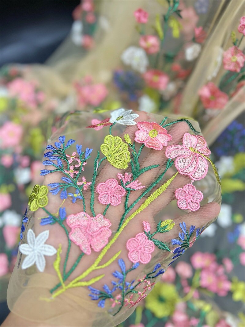 Multicolor 3D Embroidery Flower Lace Fabric by the Yard,high Quality ...
