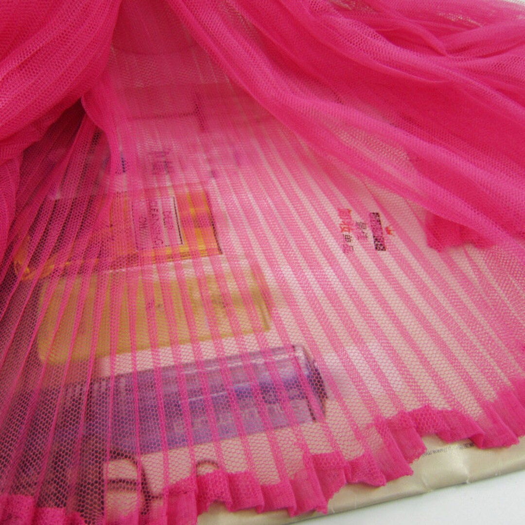 Pleated Tulle Panel Lace Fabric by the Yard, Accordion Pleats Mesh ...