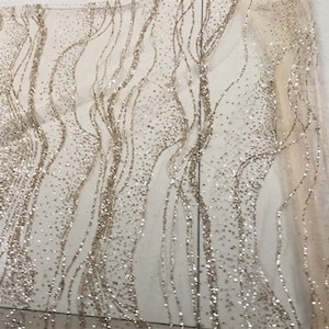 Water Ripple Sequins Lace Fabric by the Yard,bridal Dress Mesh Fabric ...