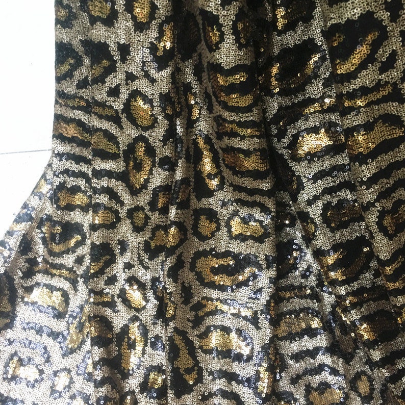 Leopard Print Sequins Embroidered Lace Fabric by the Yard,dress Fabrics ...