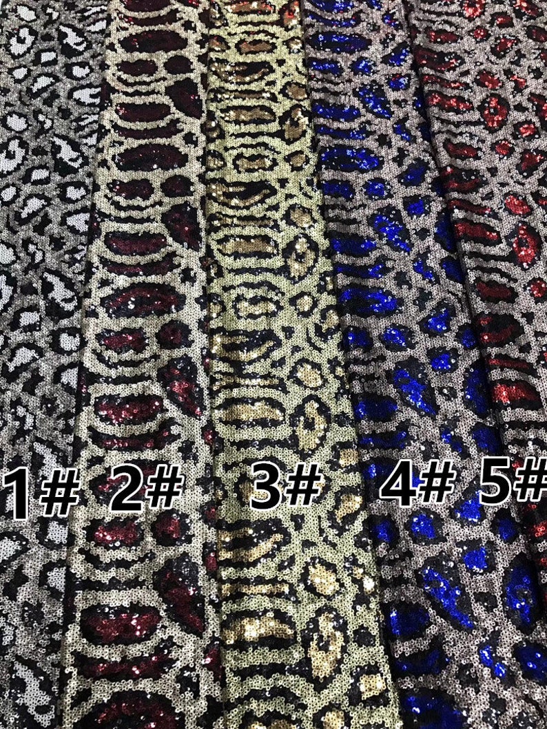 Leopard Print Sequins Embroidered Lace Fabric By The | Etsy