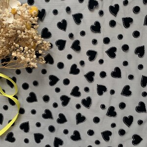 Heart Flocking Lace Fabric by the Yard,fashion Evening Girls Dress Mesh ...