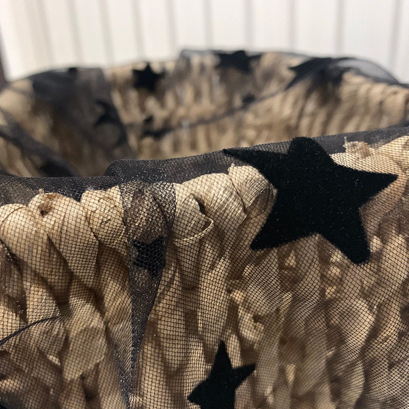 Black Star Lace Fabric by the Yard,wedding Dress Mesh Fabric,party ...
