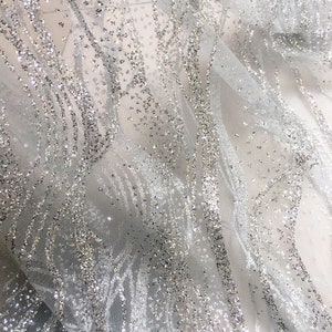 Water Ripple Sequins Lace Fabric by the Yardbridal Dress Mesh - Etsy