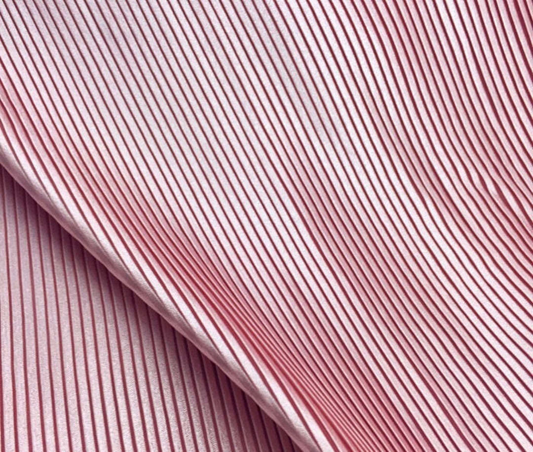 Pink Pleated Fabric,line Texture Fine Stripe Accordion Faux Silk Satin ...