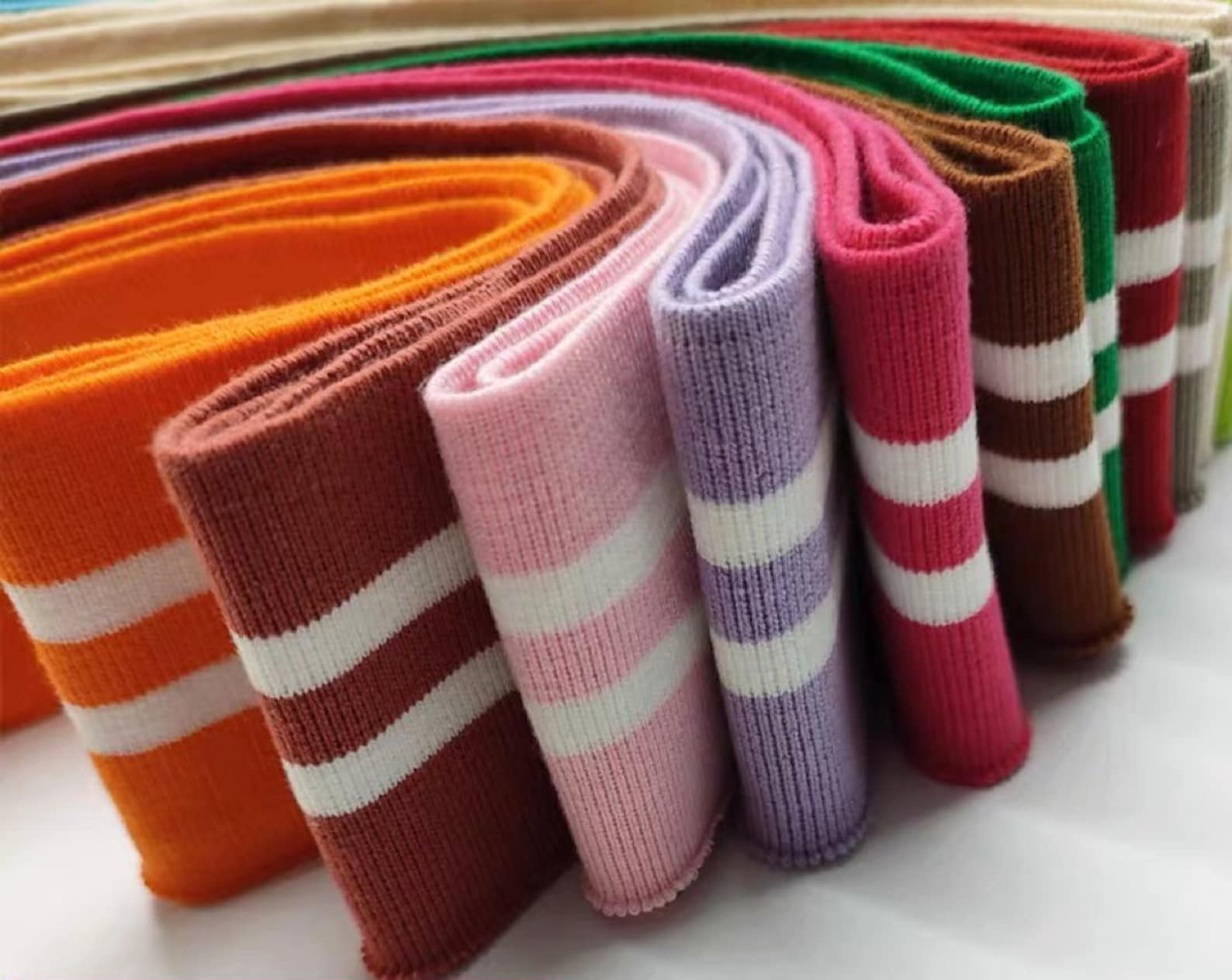 7CM Thin Elastic Rib Pinstripes Cuffing, Rib Knit Seamless Cuff Fabric ...