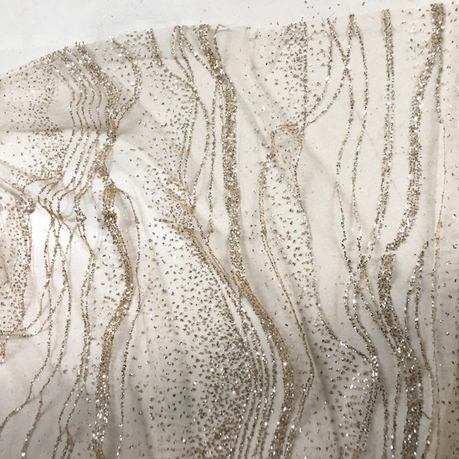 Water Ripple Sequins Lace Fabric by the Yardbridal Dress Mesh - Etsy