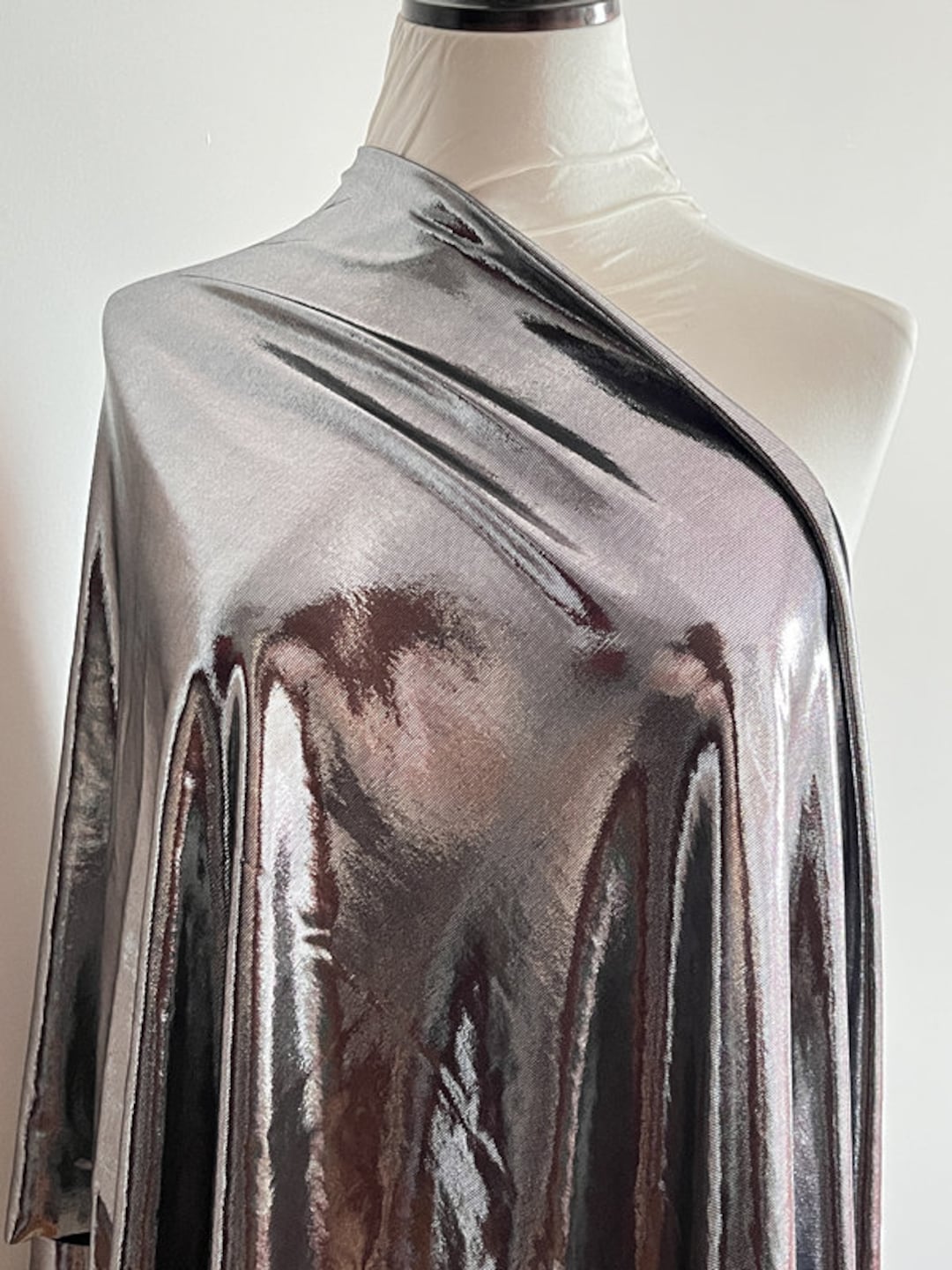 Metal Shiny Stretch Knit Fabric,solid Fabric,4-way Stretch, Dancewear ...