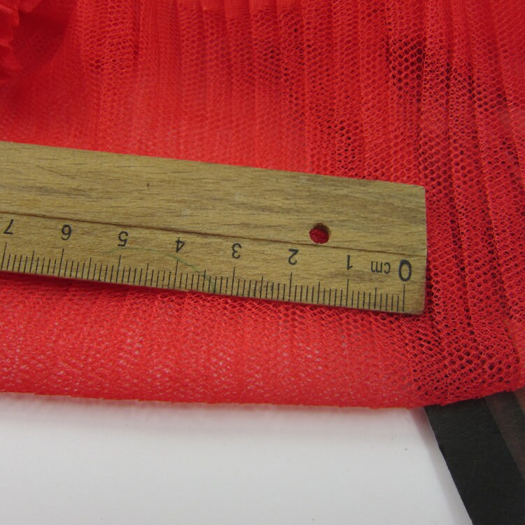 Red Pleated Tulle Panel Lace Fabric by the Yard Accordion | Etsy