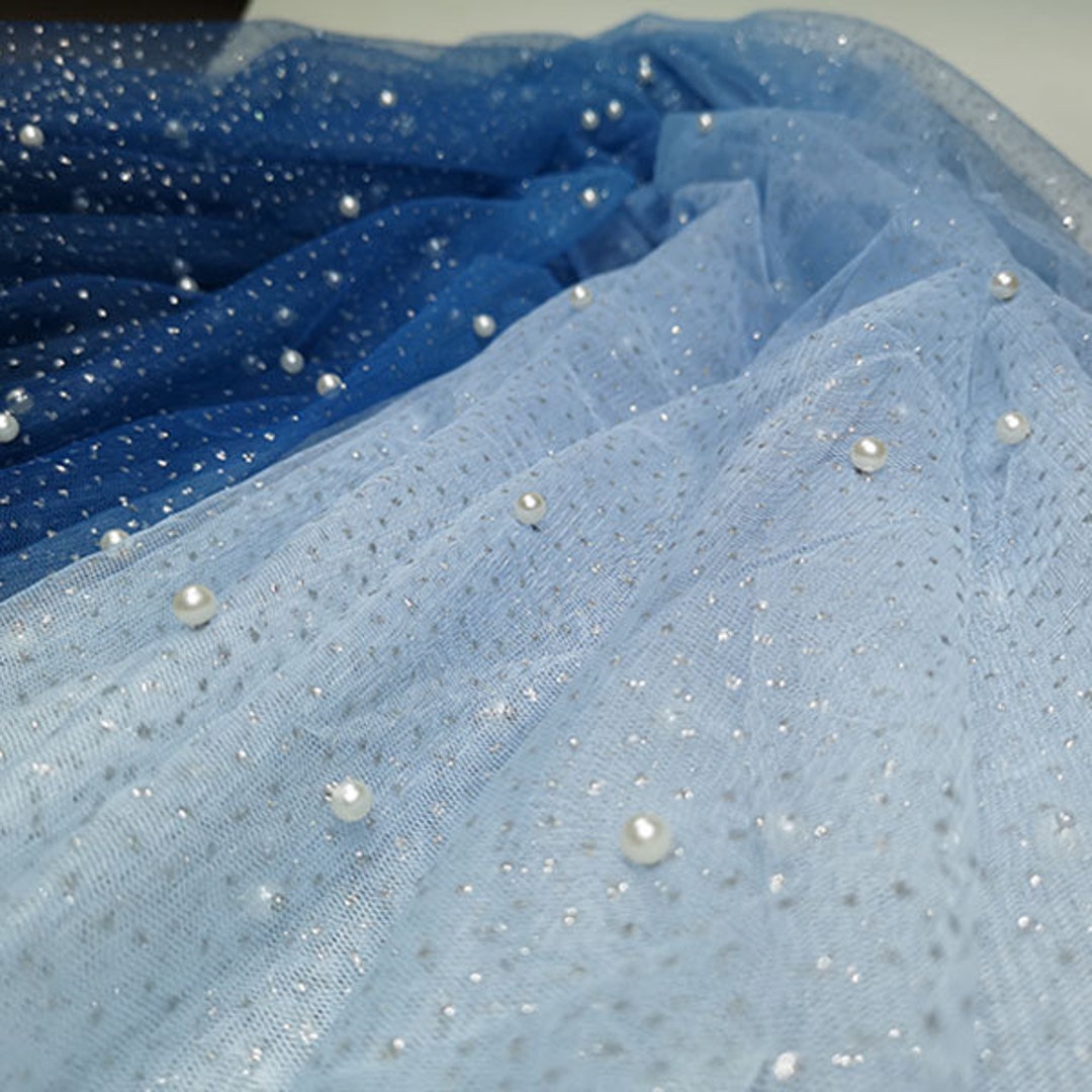 Gradient Blue Beaded Lace Fabric by the Yardbridal Wedding - Etsy