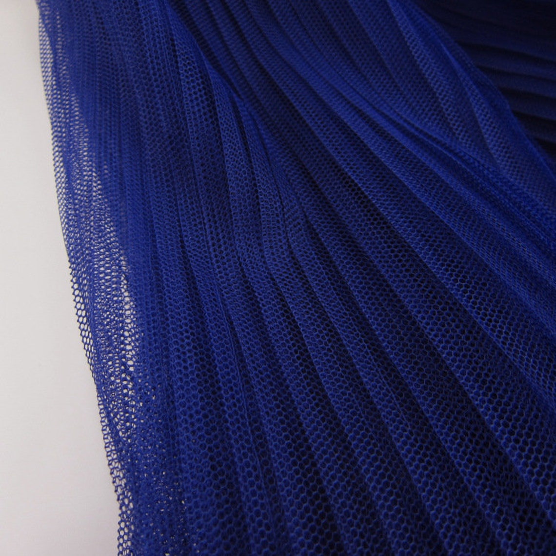 Navy Blue Pleated Tulle Panel Lace Fabric by the Yard, Accordion Pleats ...