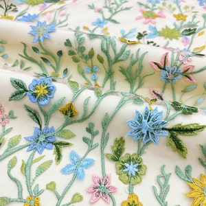 Multicolor 3D Embroidery Flower Lace Fabric by the Yard,high Quality ...