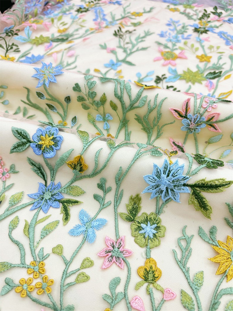Multicolor 3D Embroidery Flower Lace Fabric by the Yard,high Quality ...
