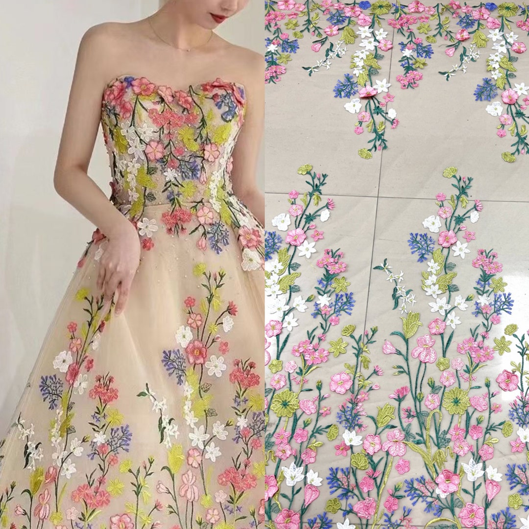 Multicolor 3D Embroidery Flower Lace Fabric by the Yard,high Quality ...