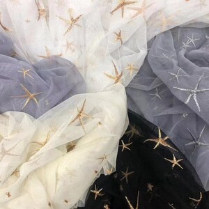 Stars Embroidery Lace Fabric Soft Mesh Fabric Wedding Dress Veil ...